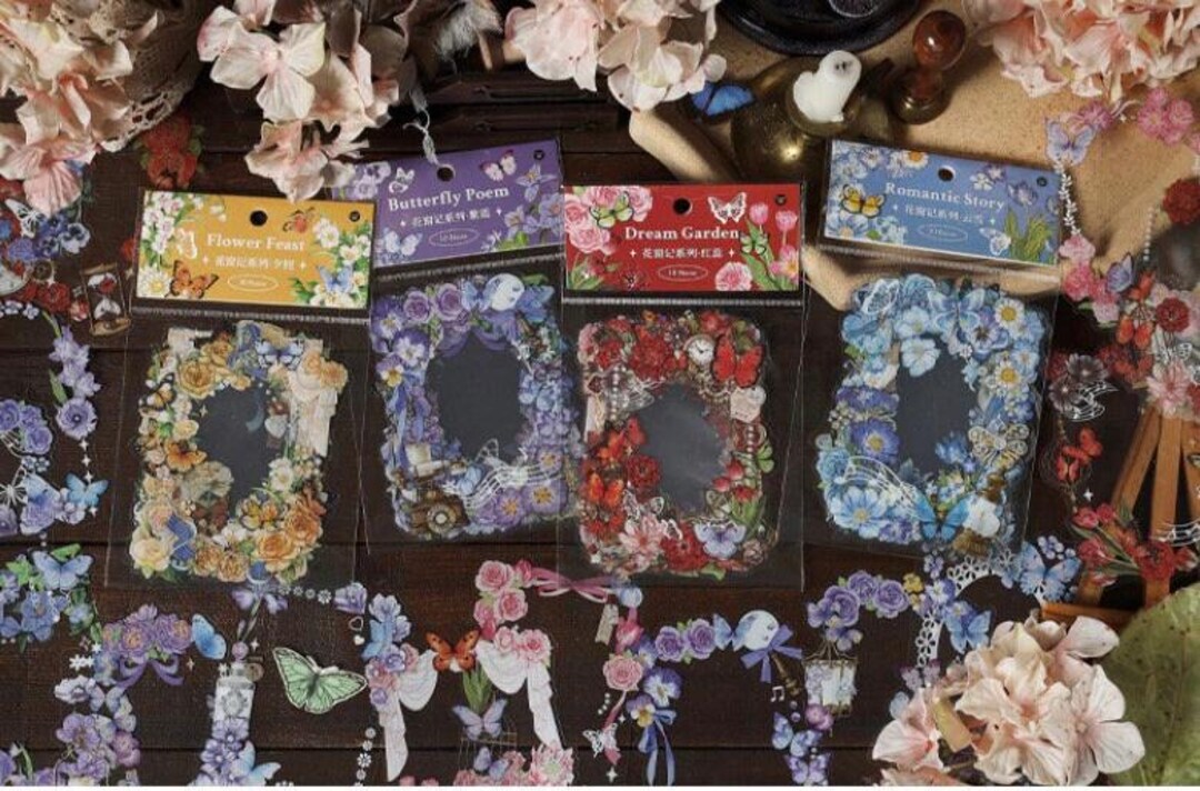 10 Flowers Stickers Sheets, Wreath Stickers, Journal Stickers, Floral ...