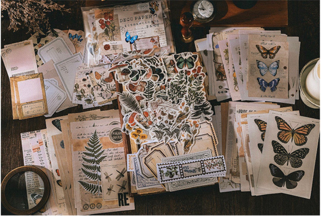 200PCS Junk Journal Kit, Ephemera Pack, Plants Flower Themed Vintage ...