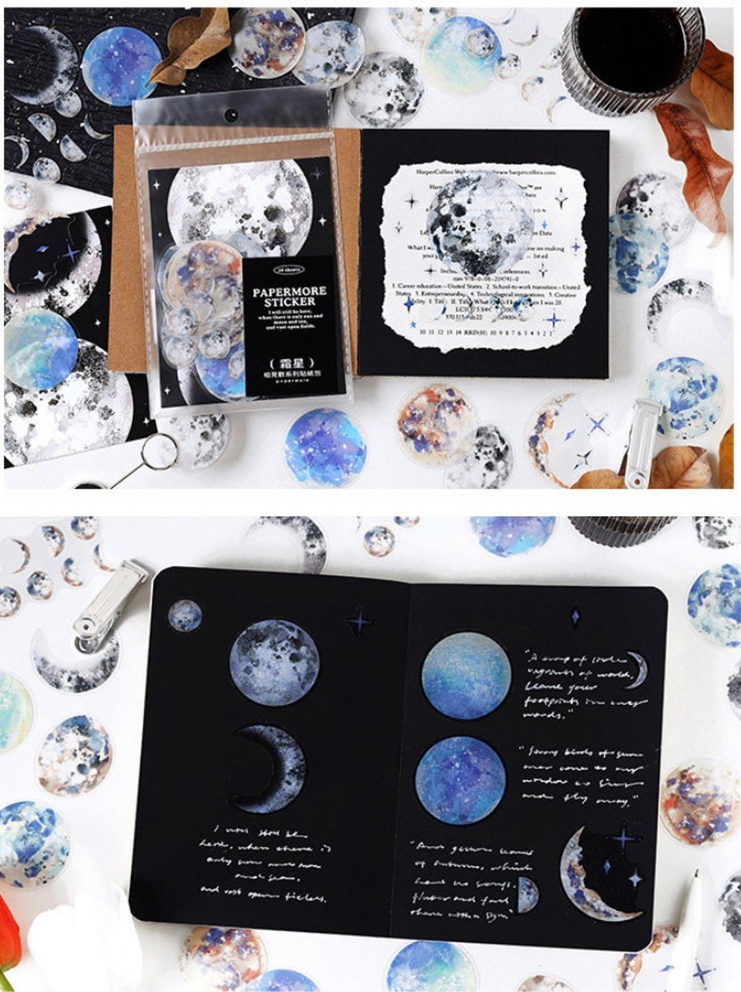 30 Pcs Clear Journal Stickers, Planet Stickers, Universe Stickers, Deco ...