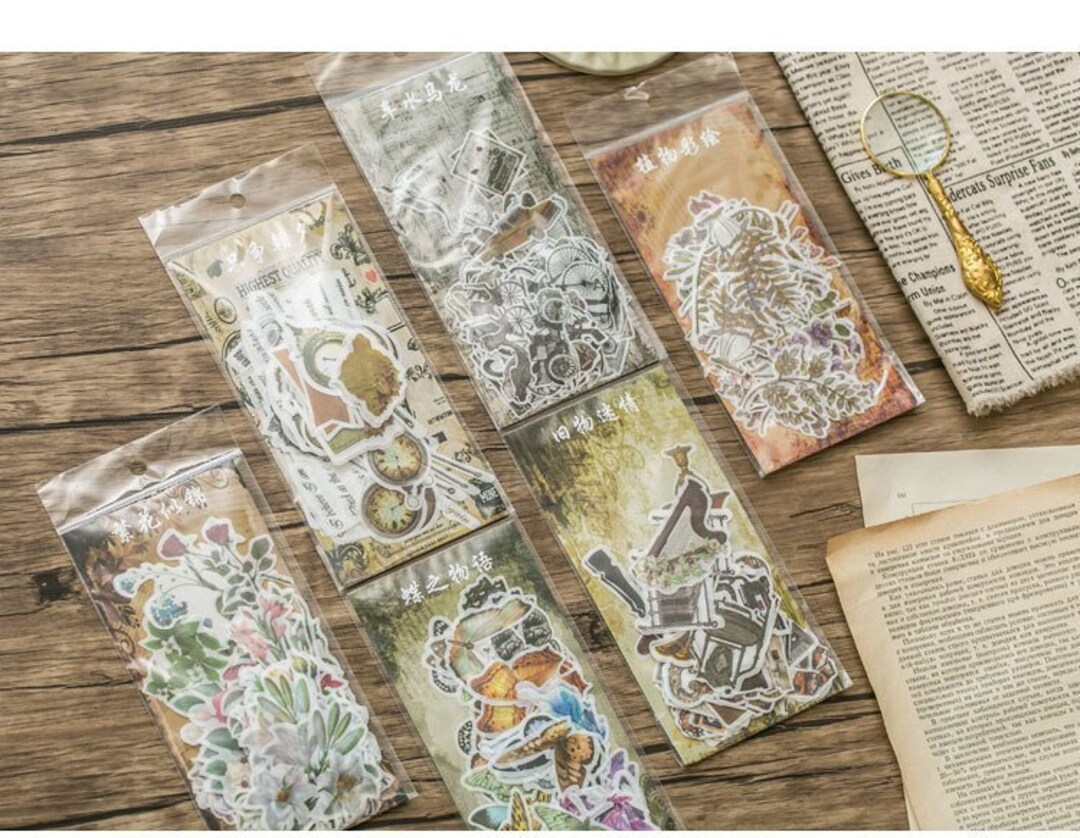 60PCS Washi Stickers Pack, Vintage Journaling Stickers Pack, Old Memory ...