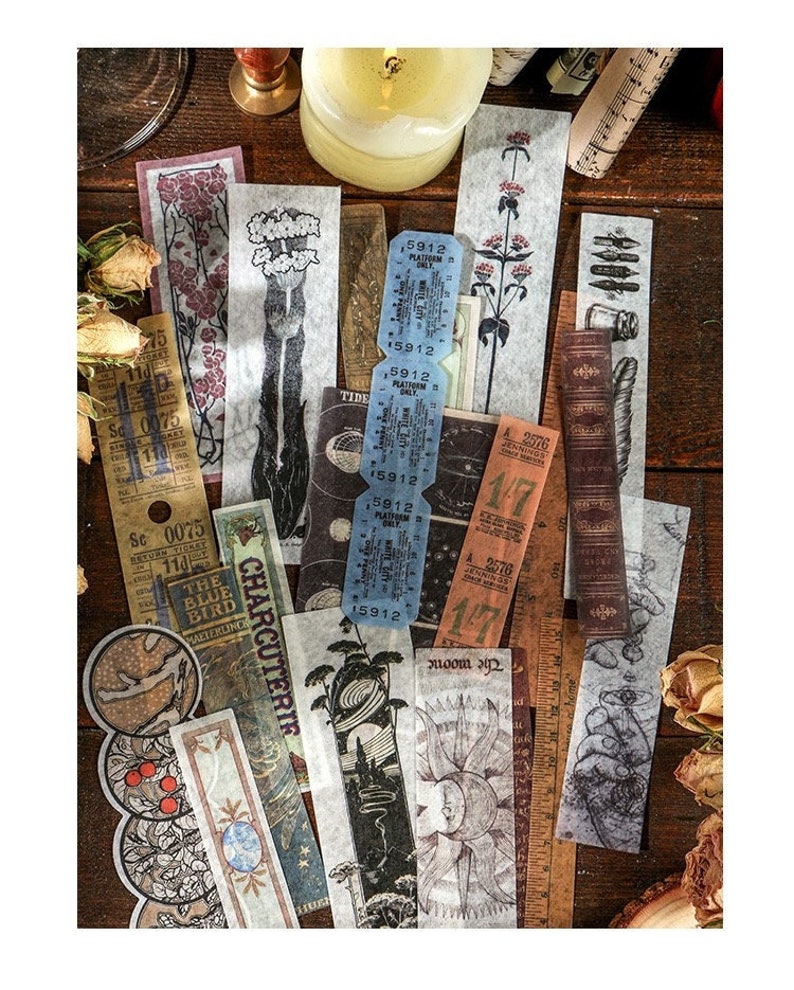 40pcs Long Stripes Vintage Style Washi Stickers Pack for Junk ...