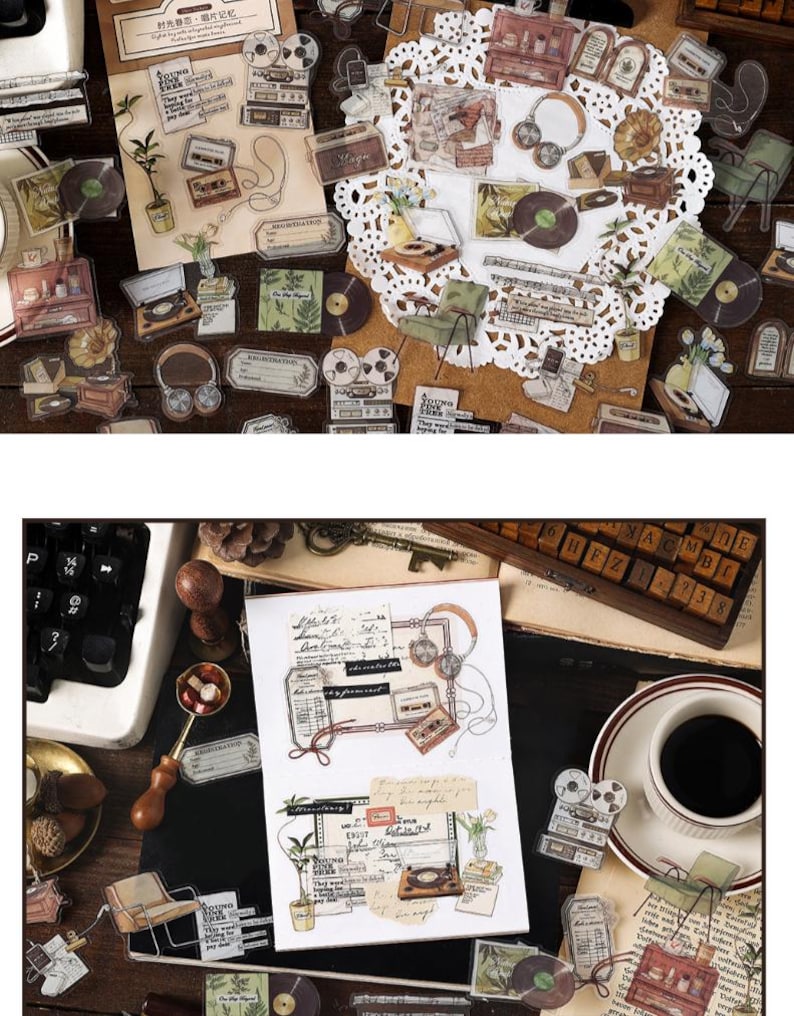 40 Pcs Vintage Style Stickers Pack, Journal Stickers, Retro Stationary ...