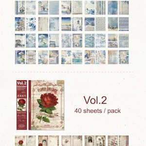 40 Sheets Scrapbook Paper Booklet, Vintage Inspired Collage Paper ...