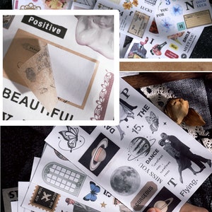 20 Sheets Sticker Book, Vintage Style Sticker Booklet, Journal Stickers ...