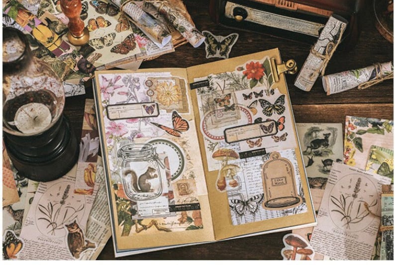 200pcs Vintage Inspired Junk Journal Kit,stickers,paper Ephemera ...
