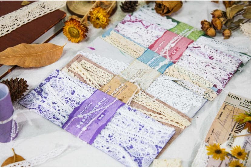Mixed Material Pack, Lace Trim Bundle, Craft Paper, Ephemera,fabric ...