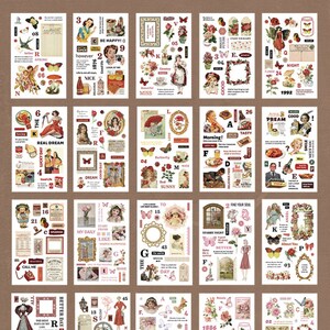 20 Sheets Sticker Book, Vintage Style Sticker Booklet, Journal Stickers ...