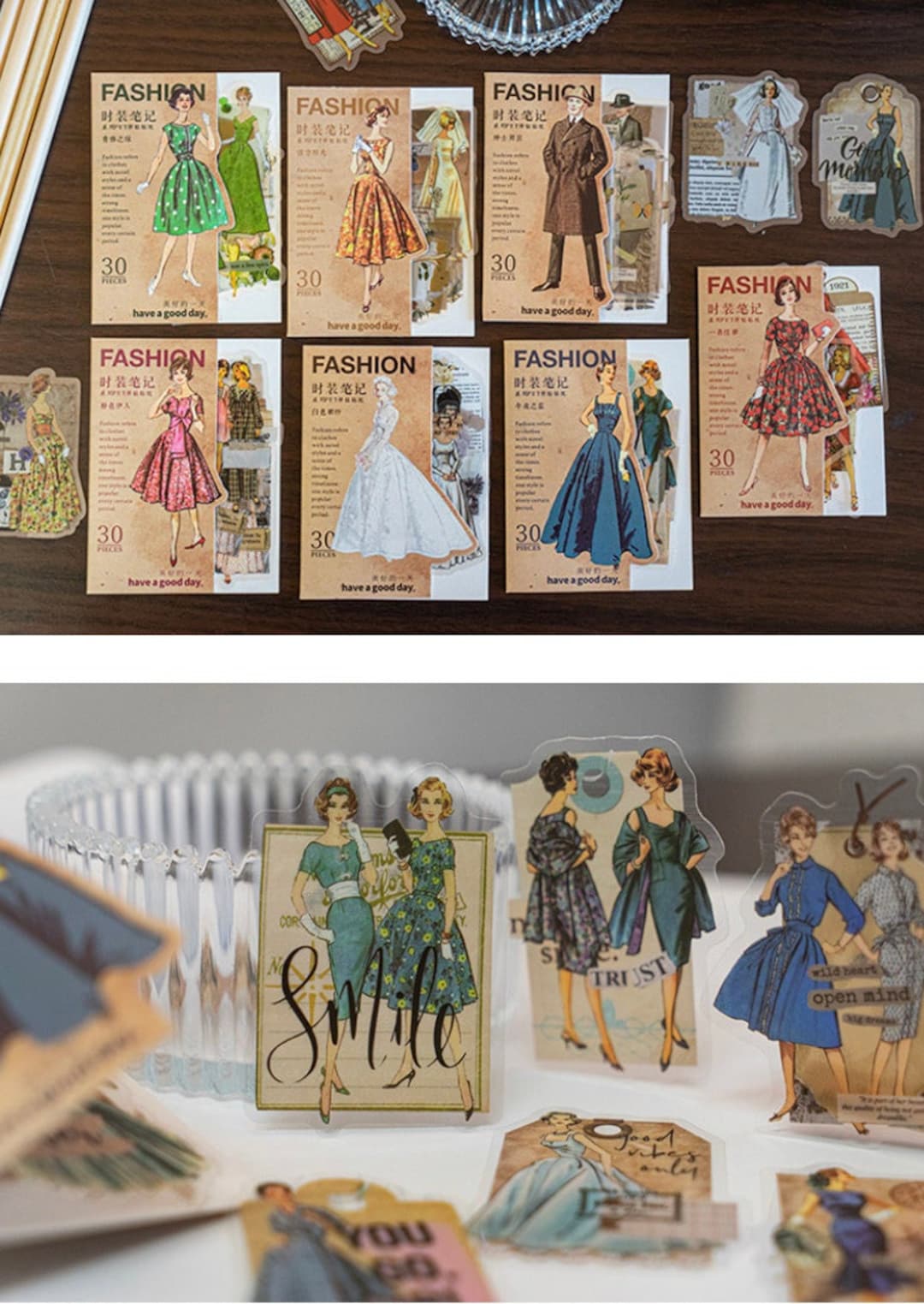 30pcs Old Fashion Stickers, Journal Stickers, Figure Stickers, Old ...