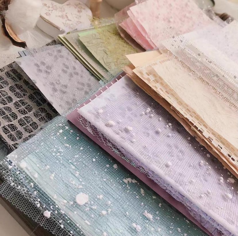 10 Mixed Paper Pack, Assorted Color Cotton, Mulberry, Crepe, Lace ...