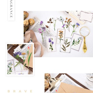 40pcs Flowers Stickers Pack, Pressed Flower Stickers, Journal Stickers ...