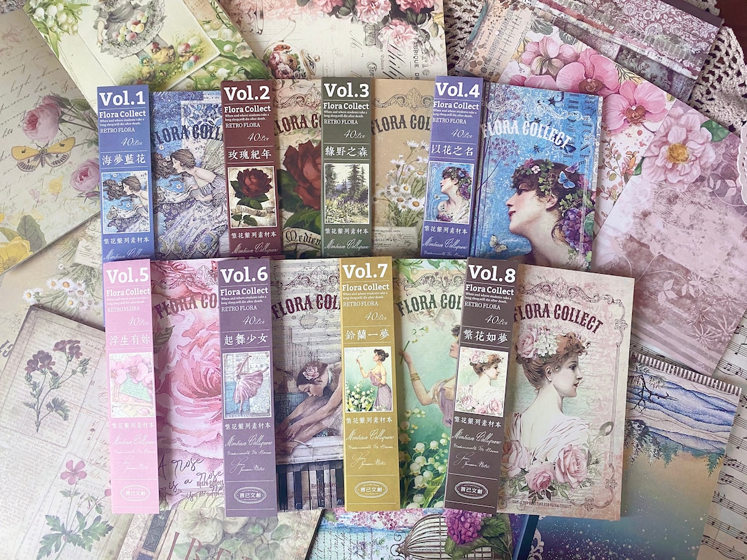 40 Sheets Scrapbook Paper Booklet, Vintage Inspired Collage Paper ...