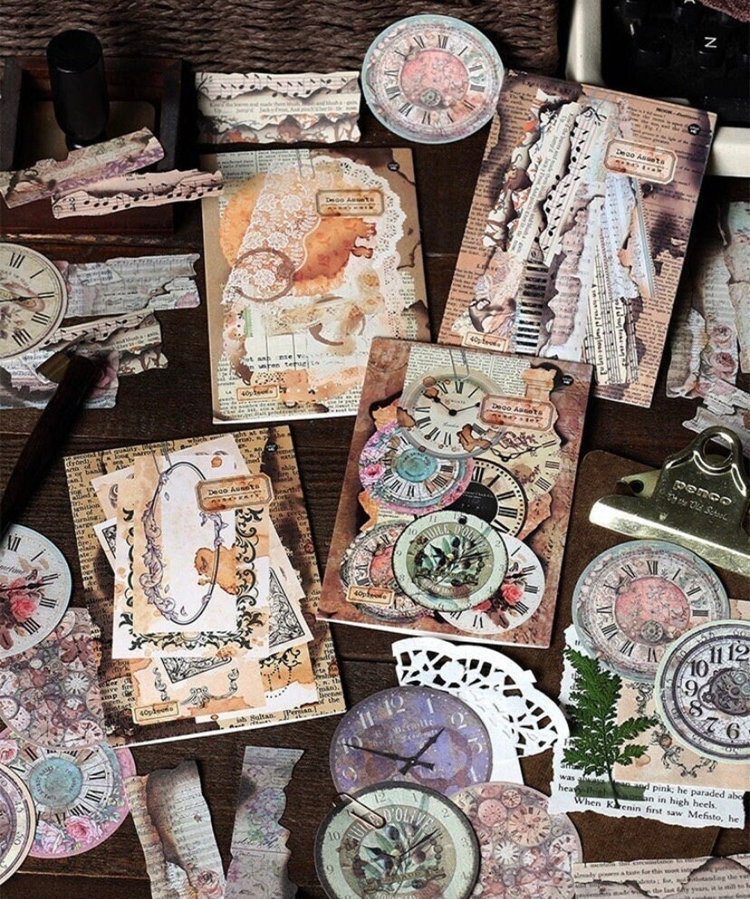 40pcs Vintage Junk Journal Kits, Paper Ephemeras, Embellishments, Paper ...