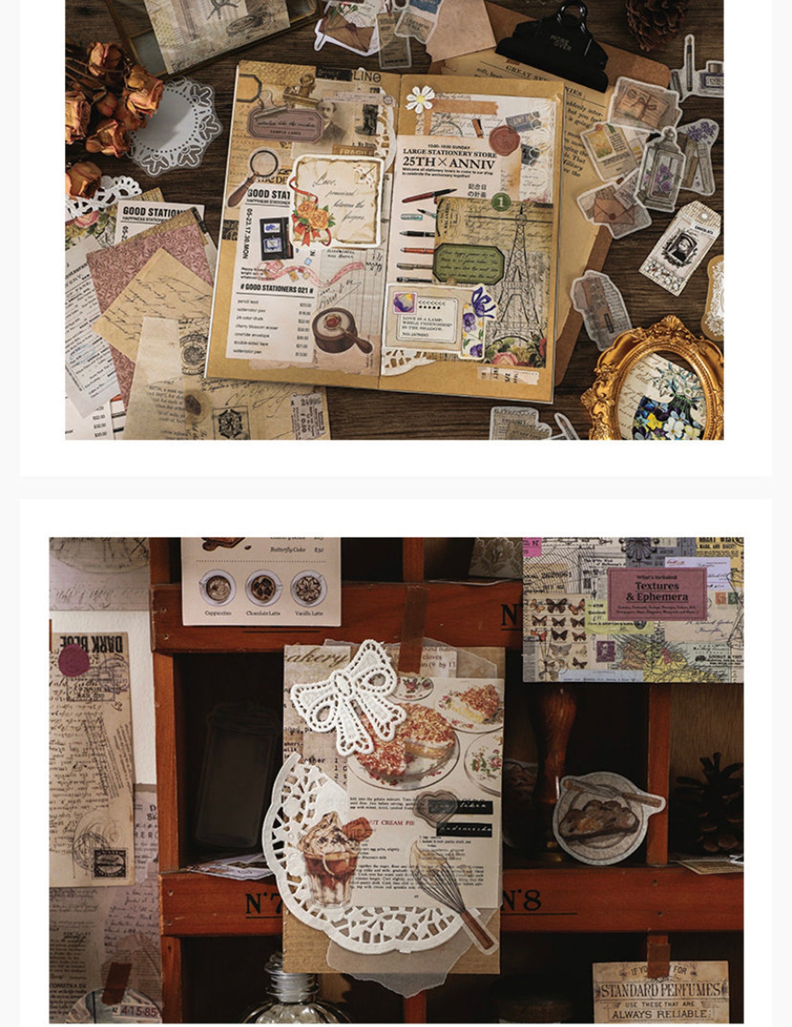260pcs Junk Journal Kit, Craft Paper Pack, Vintage Journaling Paper ...