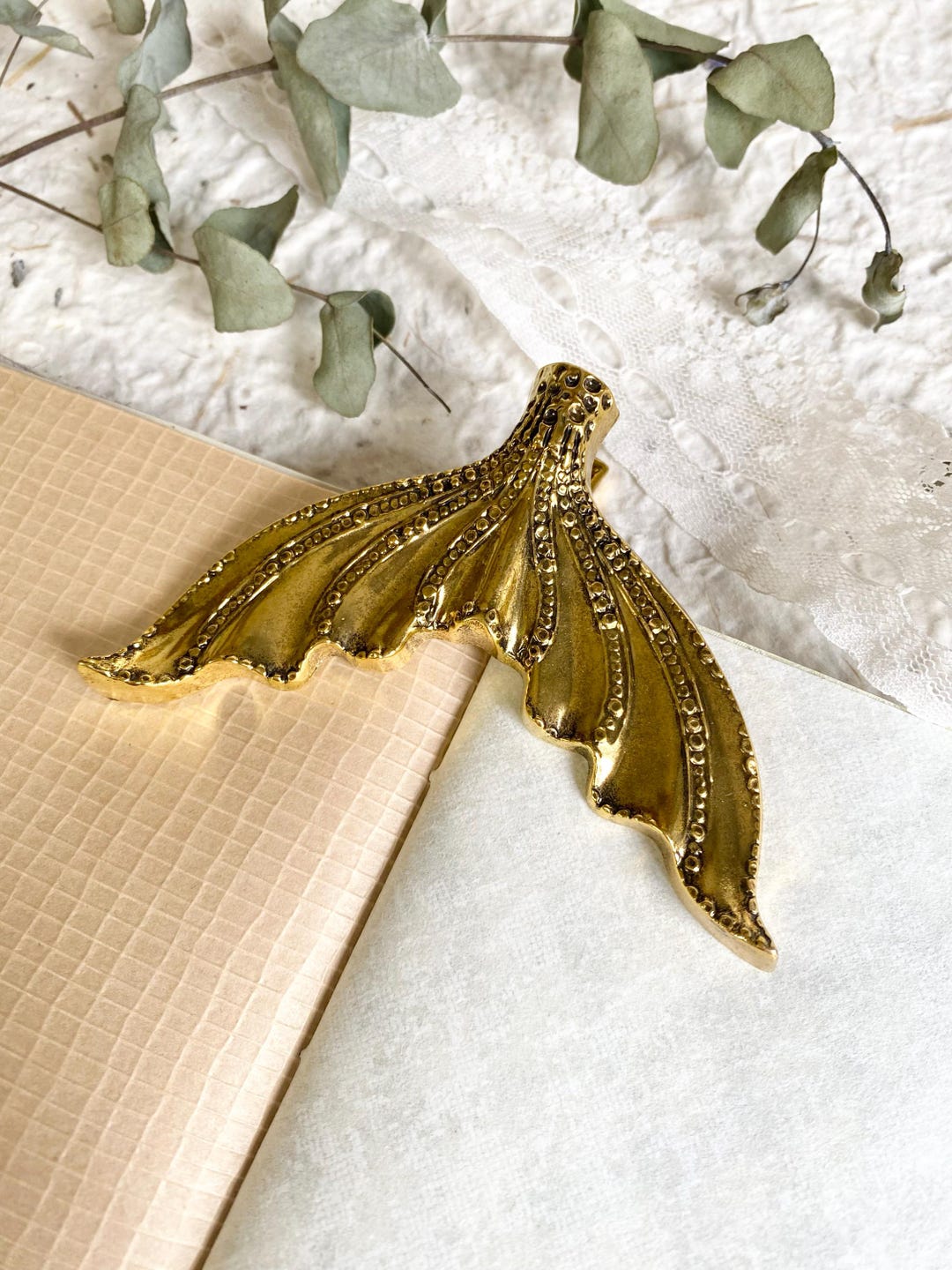 Vintage Style Journal Clips, Gold Gilded Mermaid Tail Clip, Fish Tail ...