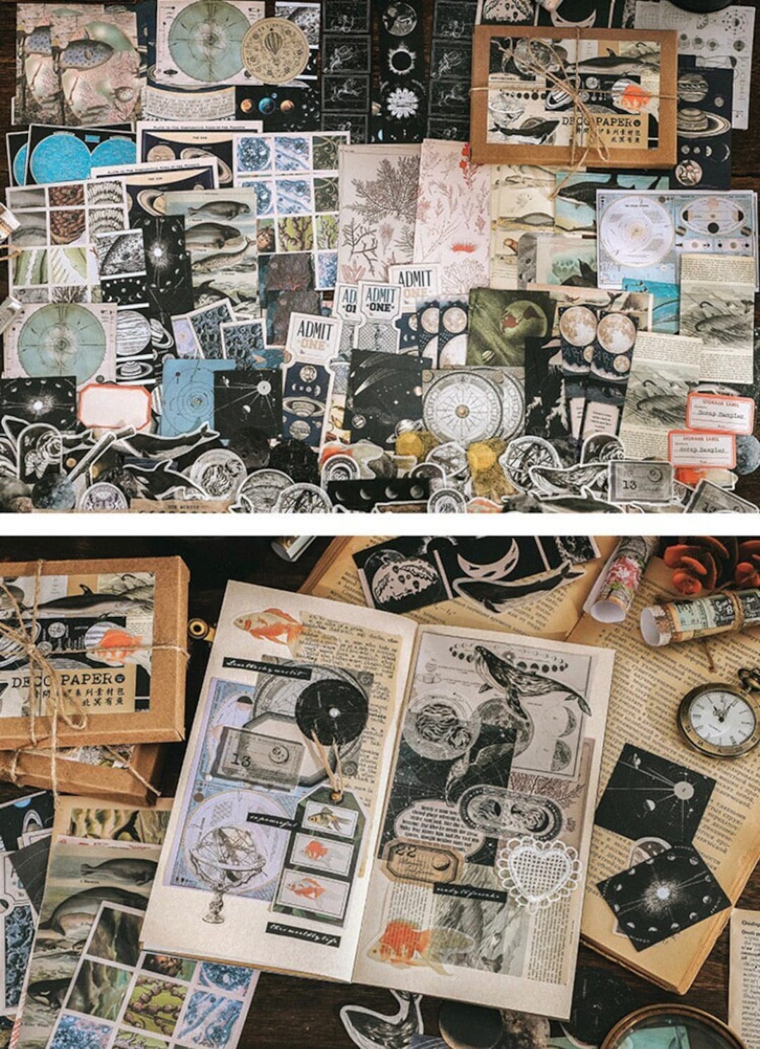 200pcs Junk Journal Kit,stickers,paper Ephemera, Scrapbook Paper ...