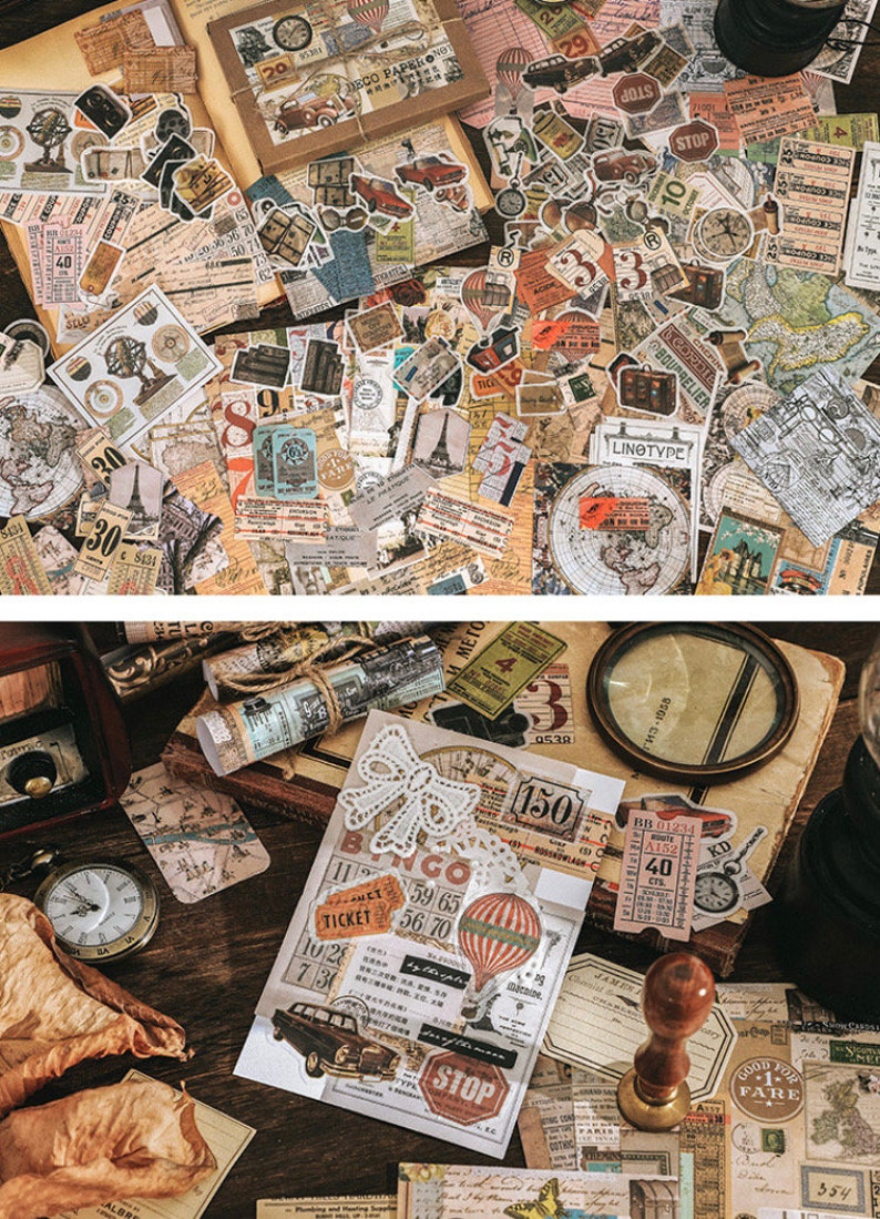 200pcs Vintage Inspired Junk Journal Kitstickerspaper - Etsy