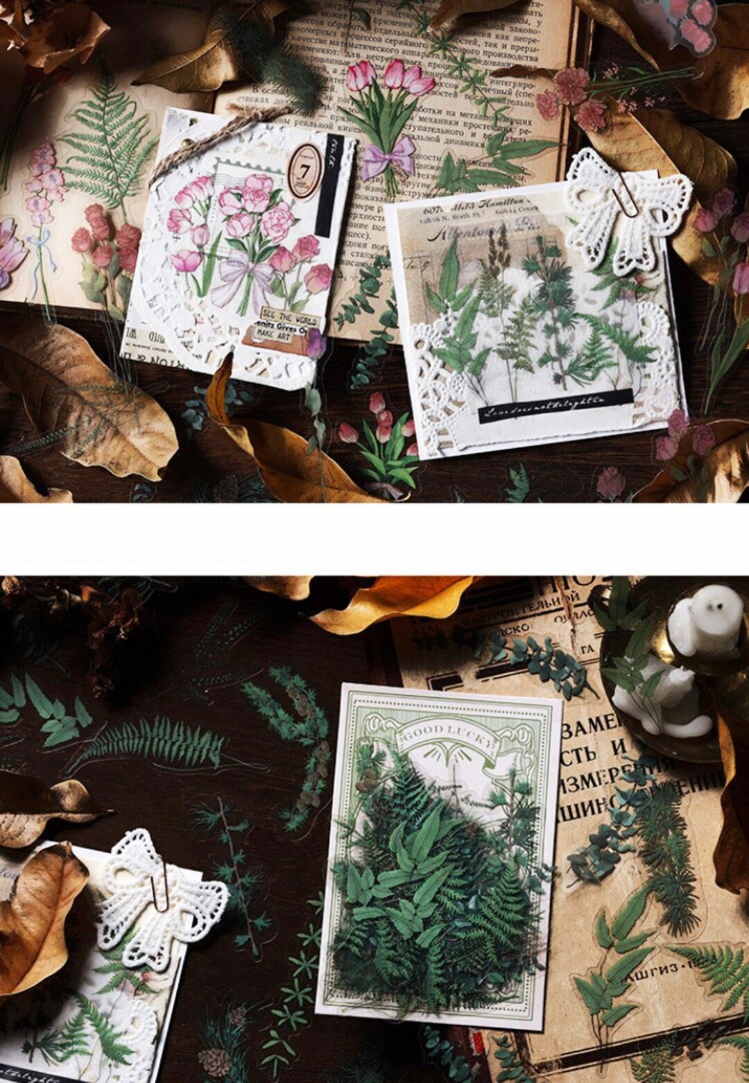 30 Pcs Green Plants Stickers Pack, Fern Stickers, Journal Stickers ...