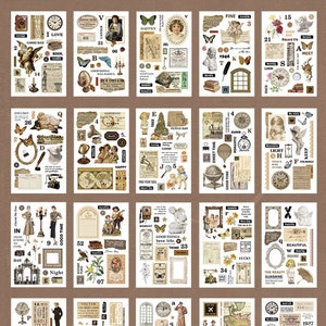 20 Sheets Sticker Book, Vintage Style Sticker Booklet, Journal Stickers ...