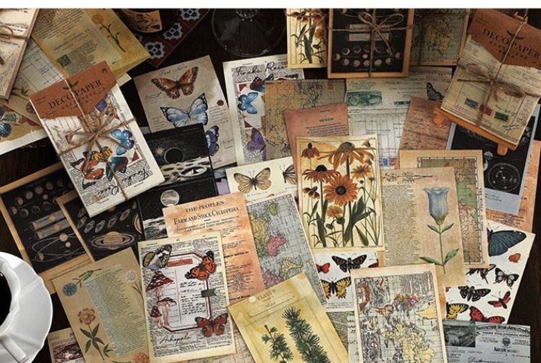 60pcs Vintage Inspired Ephemera, Scrapbook Paper, Deco Paper Pack ...
