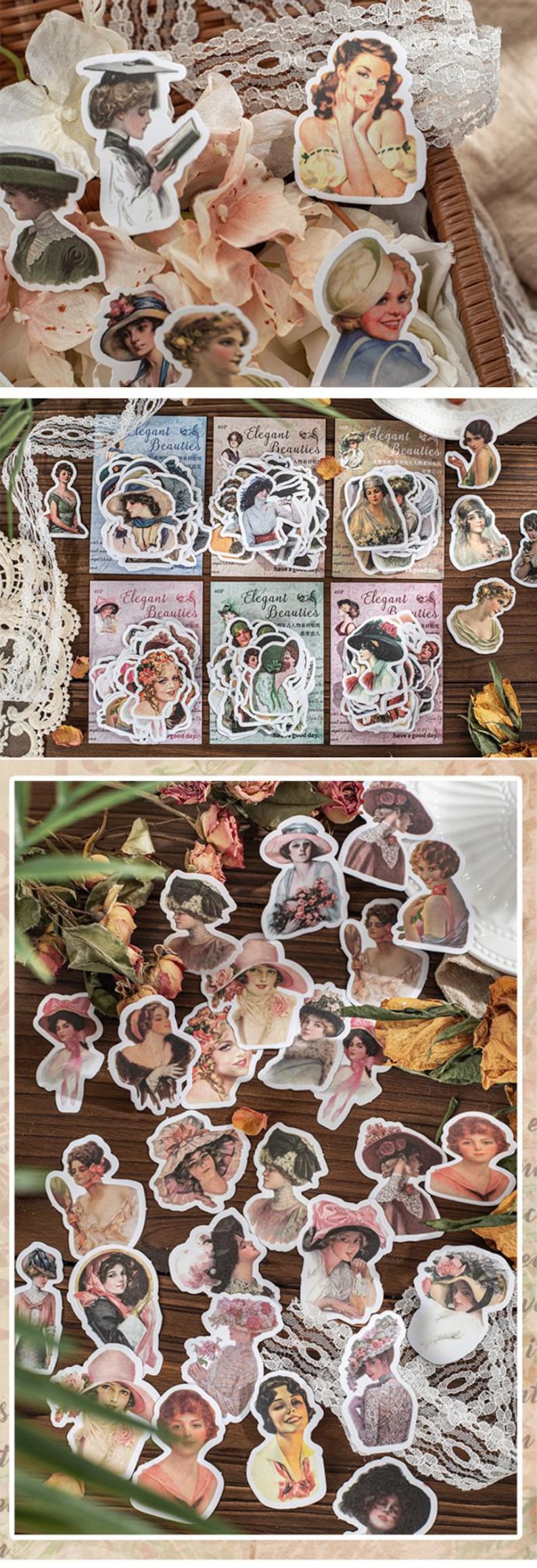 Vintage Ladies Stickers,victorian Old Fashion Stickers,journal Stickers ...