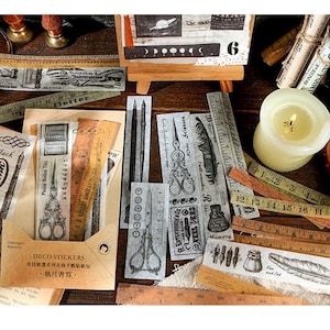 40pcs Long Stripes Vintage Style Washi Stickers Pack for Junk ...