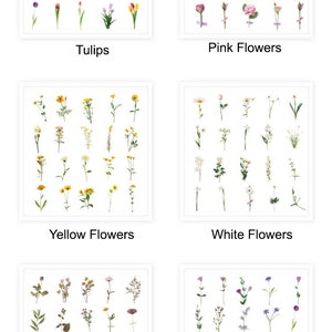 40pcs Flowers Stickers Pack, Pressed Flower Stickers, Journal Stickers ...
