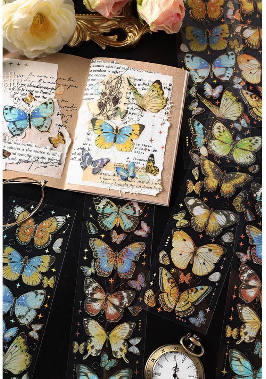 Butterfly Sticker Sheets, Floral Stickers, Journal Stickers, Flower ...