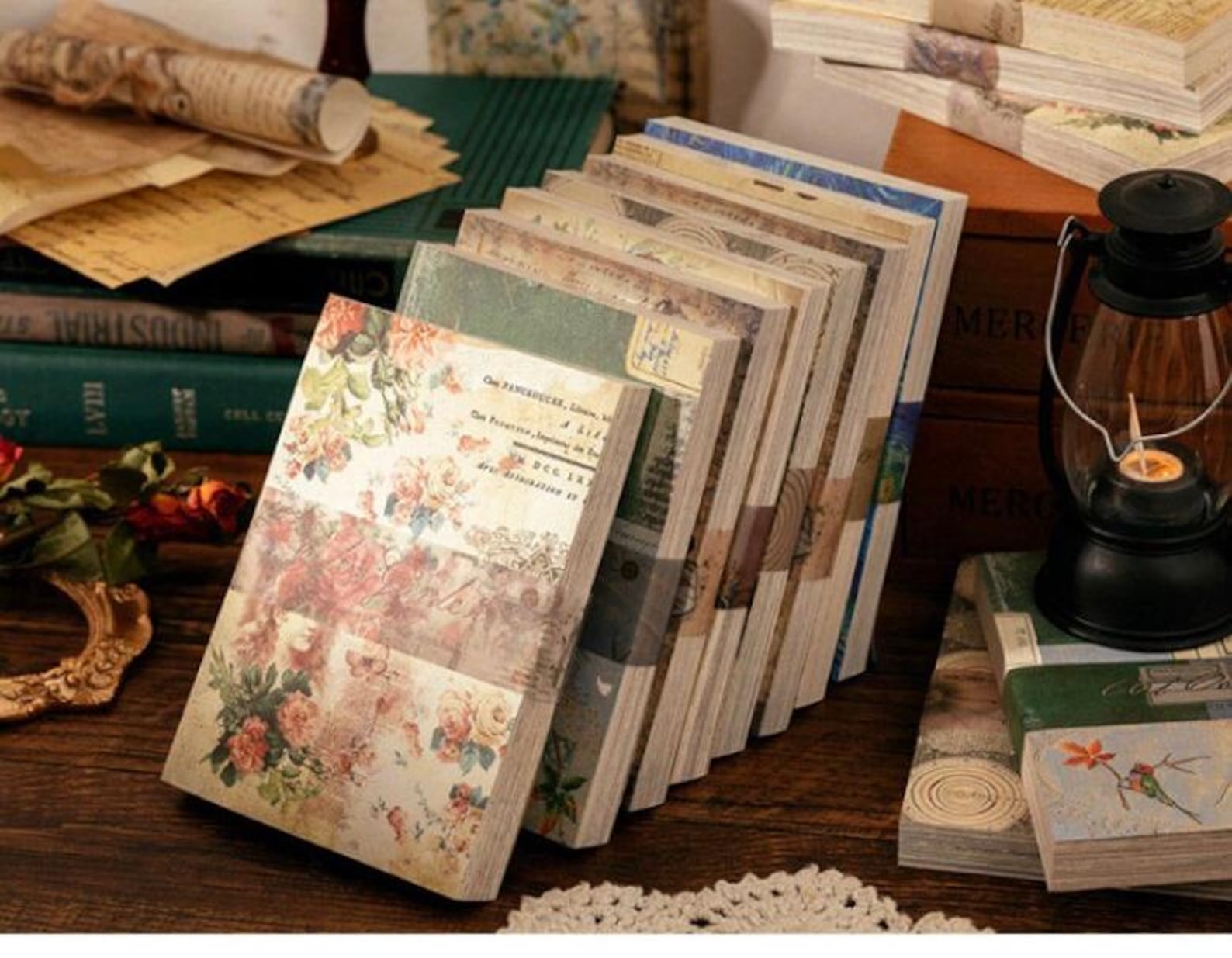 100 Sheets Scrapbook Paper Booklet, Vintage Style Collage Paper, Deco ...