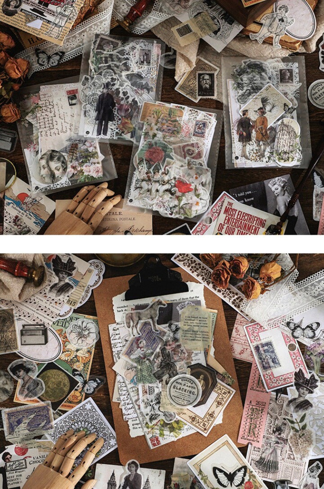 100pcs Junk Journal Kit, Stickers, Paper Ephemera, Craft Paper Pack ...