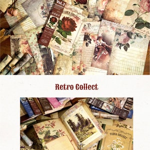40 Sheets Scrapbook Paper Booklet, Vintage Inspired Collage Paper ...