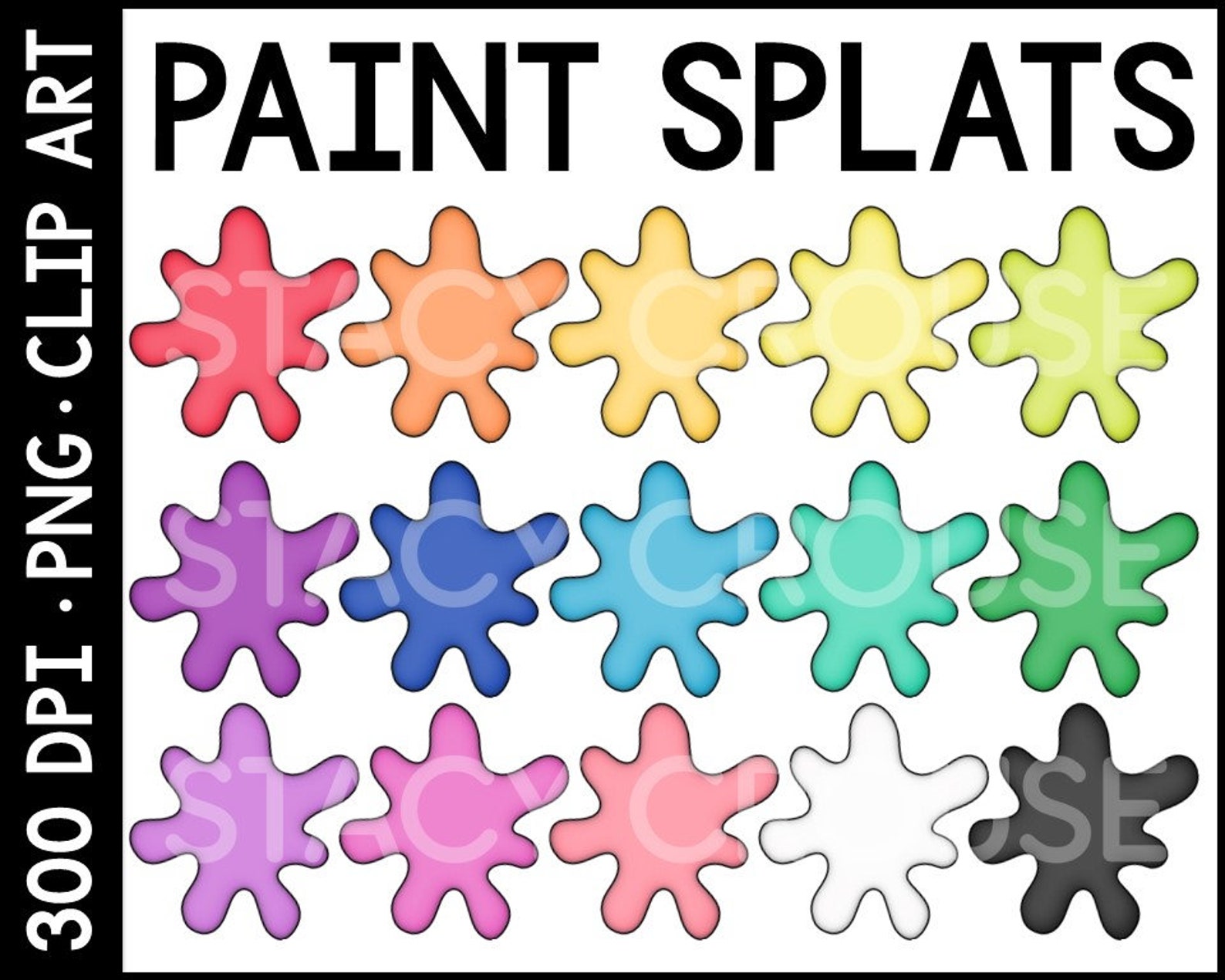 Paint Splats Clip Art, Color Splatters Clip Art, Paint Splotches ...