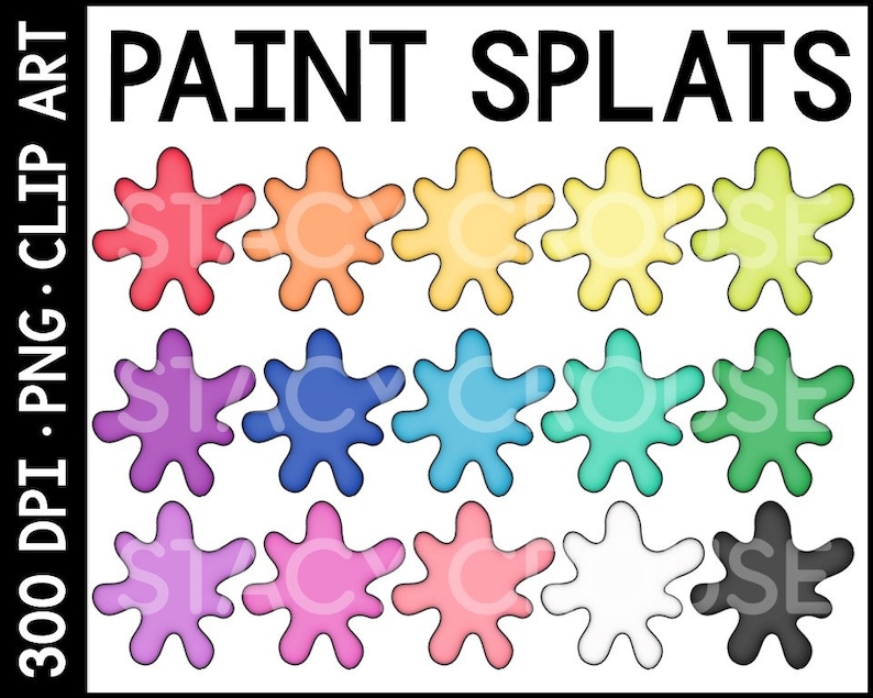 Paint Splats Clip Art, Color Splatters Clip Art, Paint Splotches ...