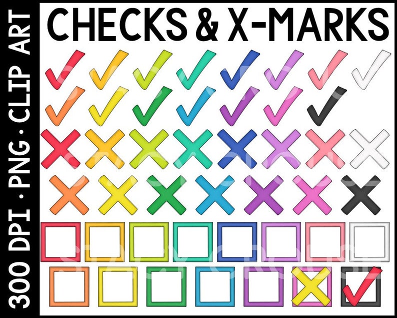Check Marks, X Marks, Checkboxes, Clip Art, Moveable Clip Art, Clip Art ...