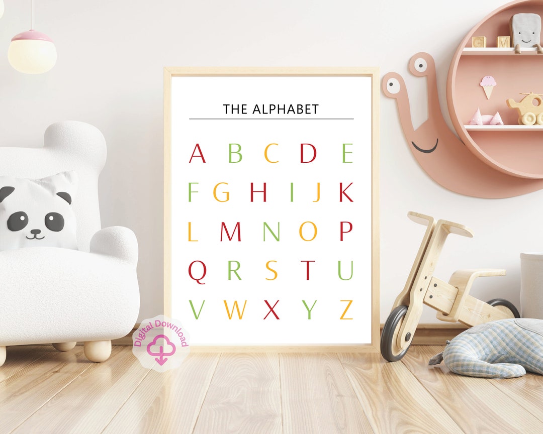 Colorful Alphabet Chart, Printable Preschool Poster, Kids Room Décor ...