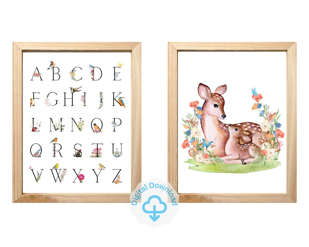 Woodland Alphabet Digital Poster, Woodland Alphabet Print, Animal Art ...