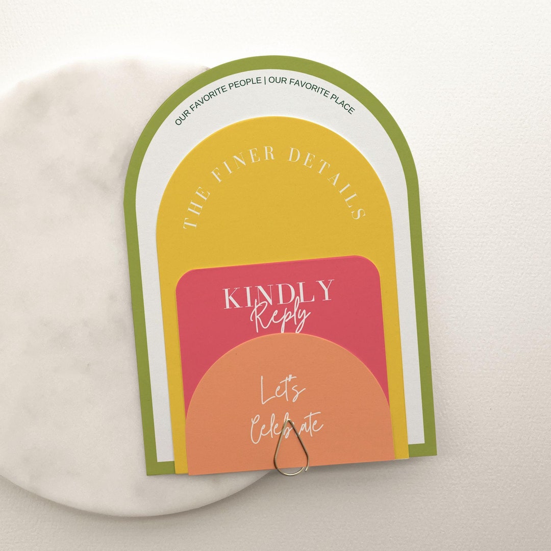 Colorful Wedding Invitation Template Suite Bright Wedding Invitation ...