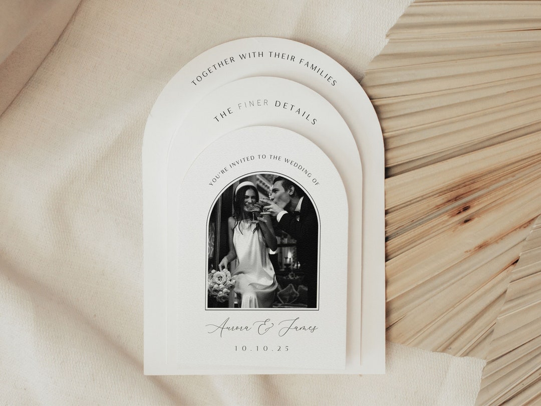 Arch Photo Wedding Invitation Template Suite Minimalistic Arch Wedding ...