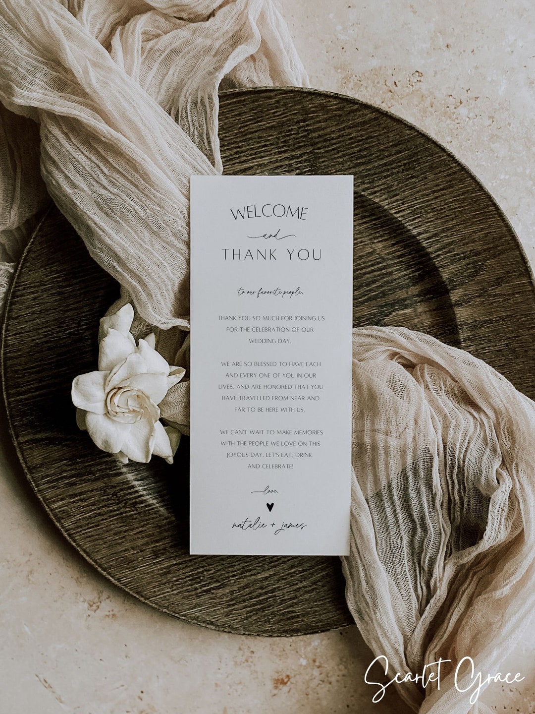 Wedding Welcome Place Card Template Wedding Thank You Napkin Note ...