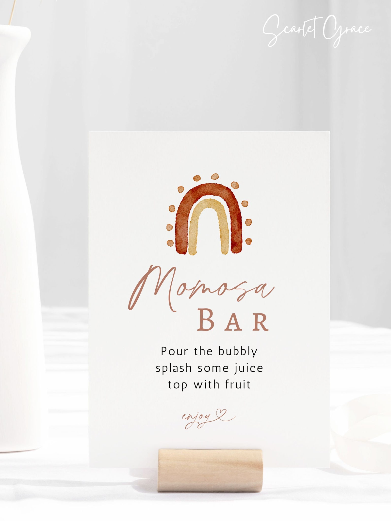 Boho Rainbow Momosa Sign Template, Boho Mimosa Baby Shower Sign ...