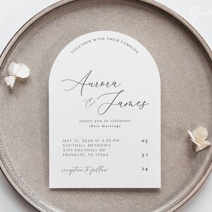 Arch Photo Wedding Invitation Template Suite Minimalistic Arch Wedding ...