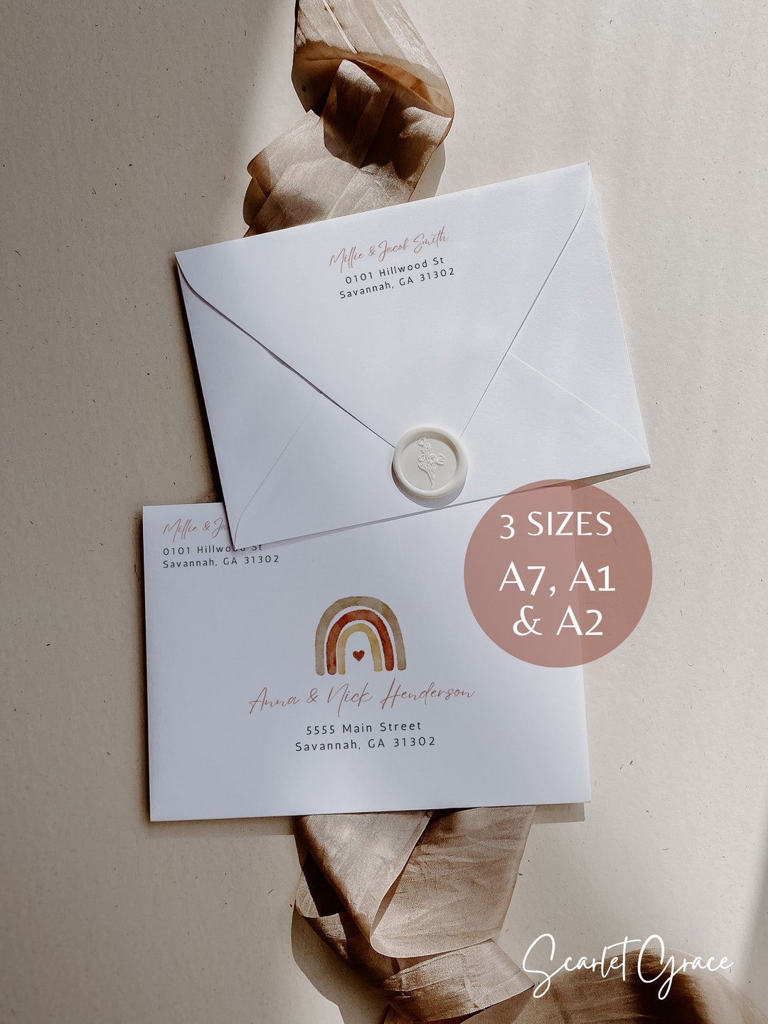 Boho Rainbow Addressed Envelope Template, Rainbow Bohemian Printable ...