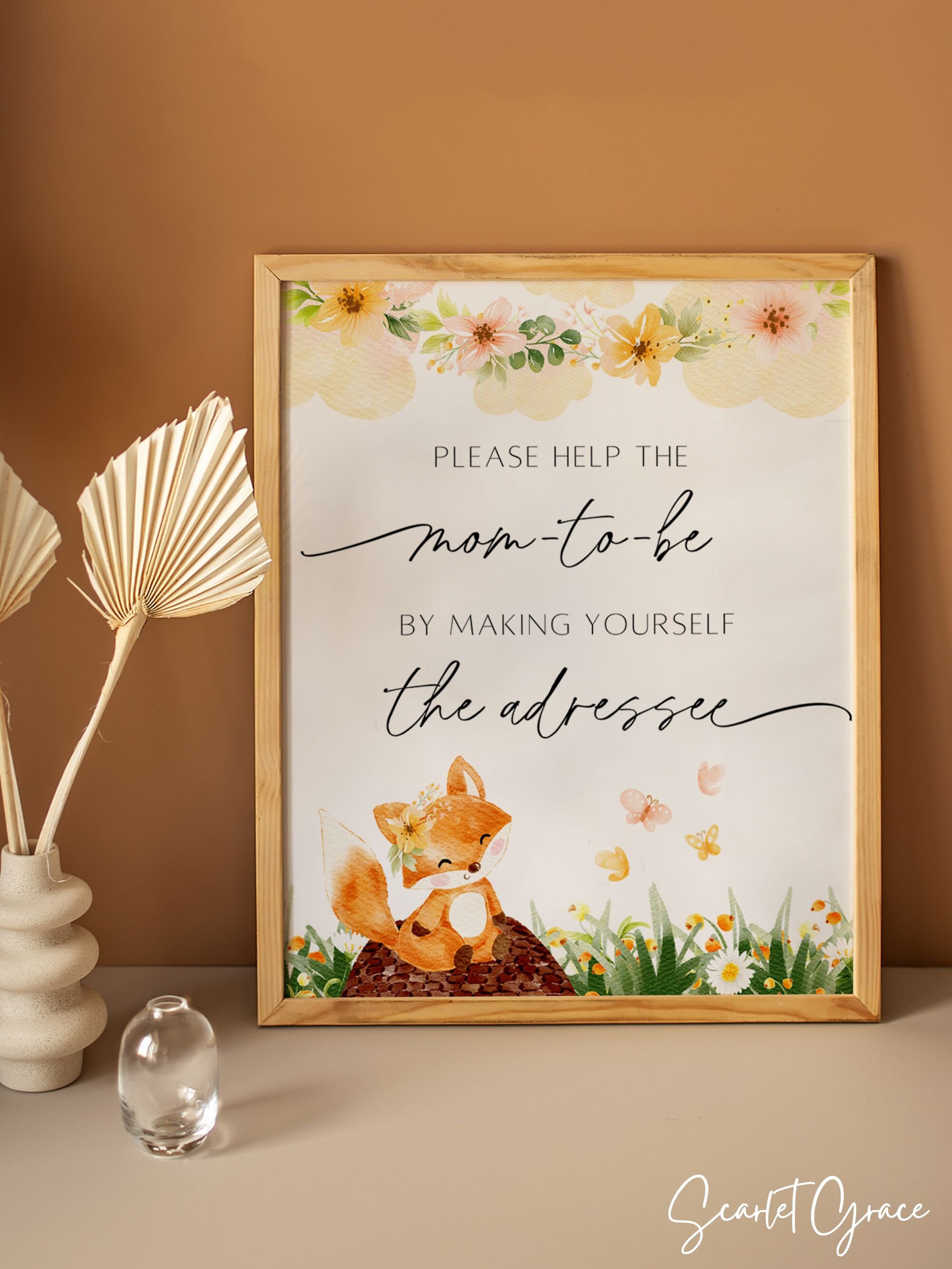 Envelope Station Fox Baby Shower Sign Printable Editable Fox Baby ...