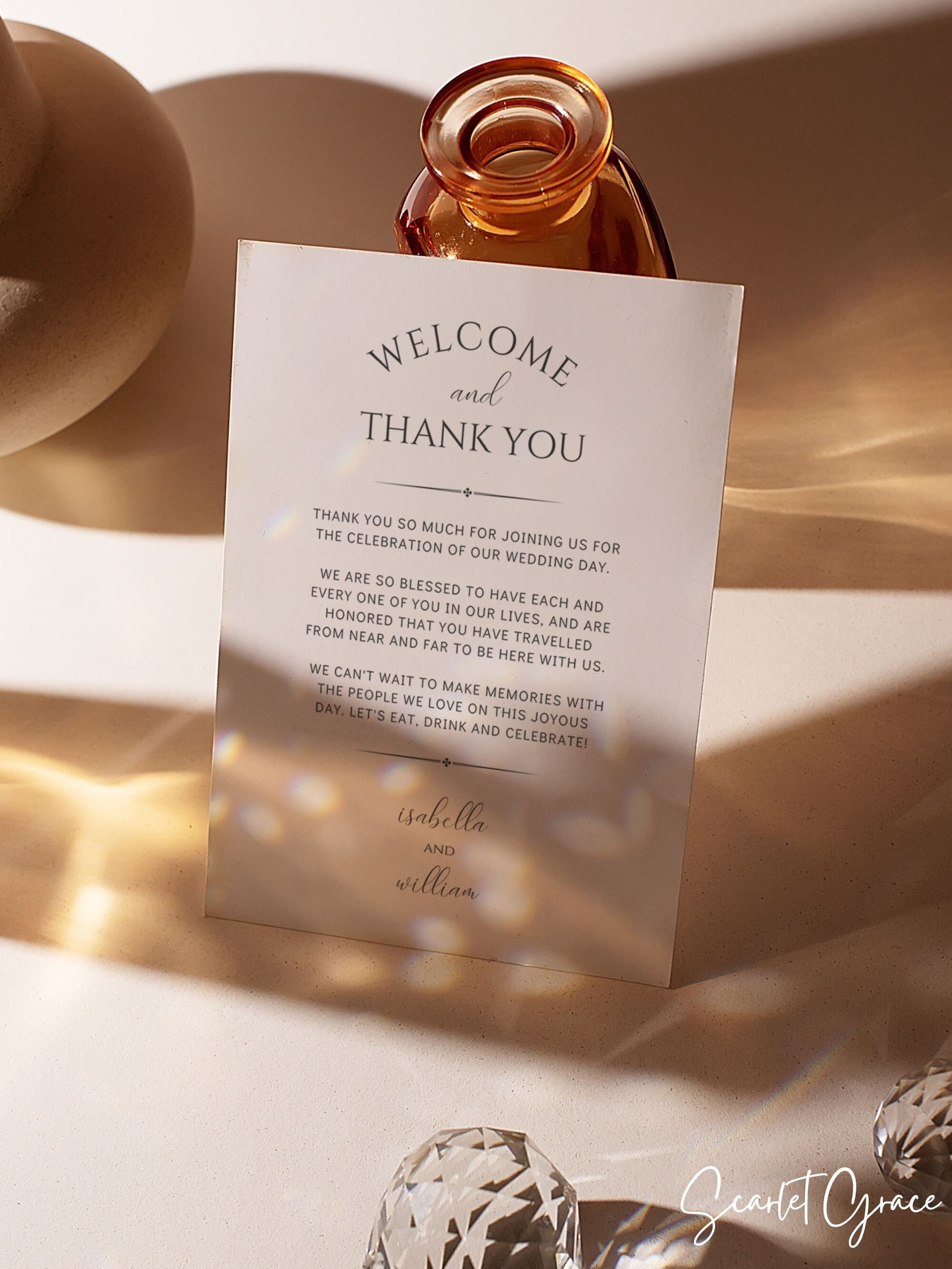 Wedding Welcome Place Card Template Editable Wedding Thank You Place ...