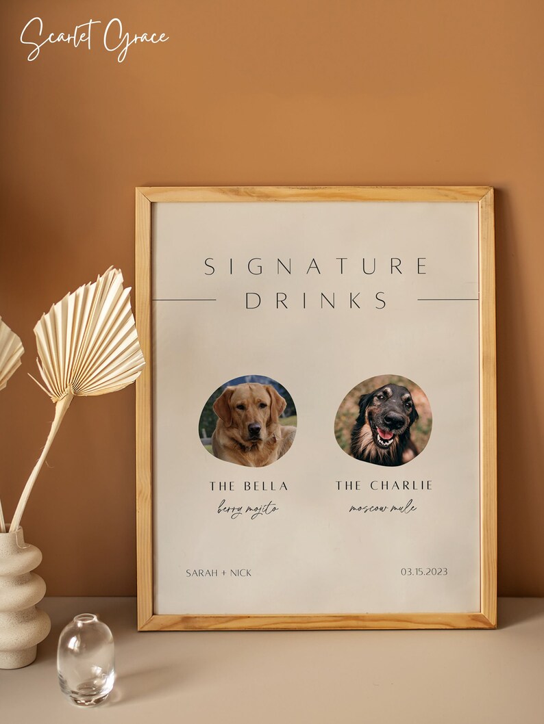 Modern Dog Signature Drink Sign Template Pet Signature Drink - Etsy