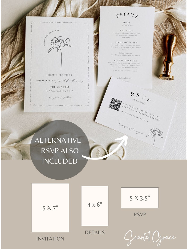 Wedding Invitation Suite Artsy Minimalist Christian Wedding Invite Set ...