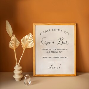 Open Bar Sign Printable Wedding Open Bar Sign Editable Template Modern ...