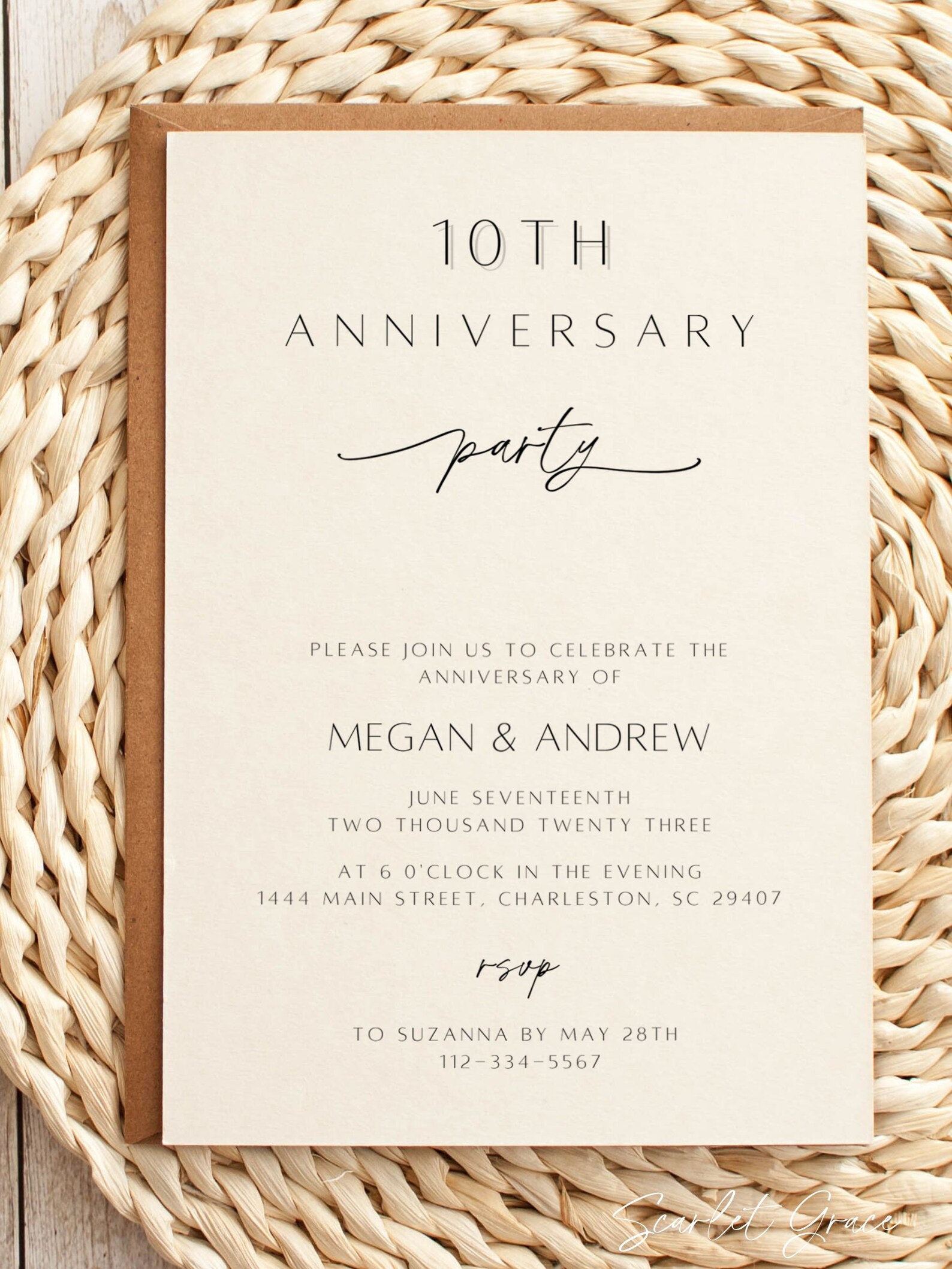 Elle 10th Anniversary Invitation Template Minimalist 10th - Etsy