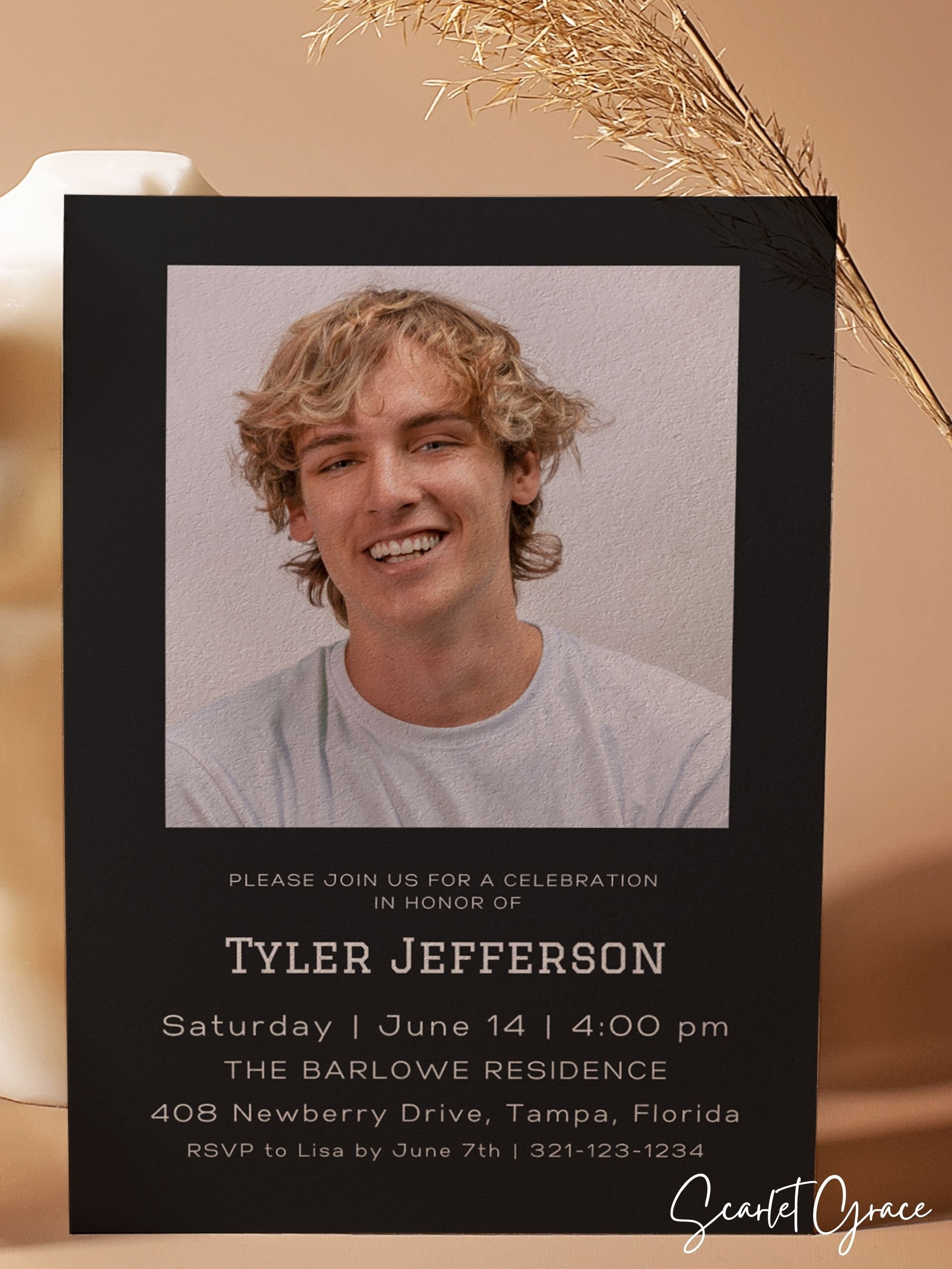 Graduation Announcement for Boy Template Simple Photo - Etsy