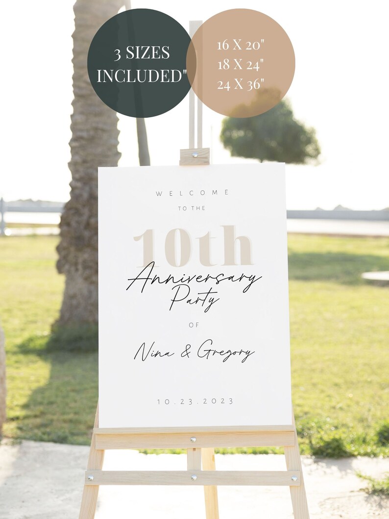 10th Anniversary Welcome Sign Template Minimalist 10th - Etsy