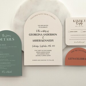 Arch Wedding Invitation Template Suite Modern Stacked Wedding ...